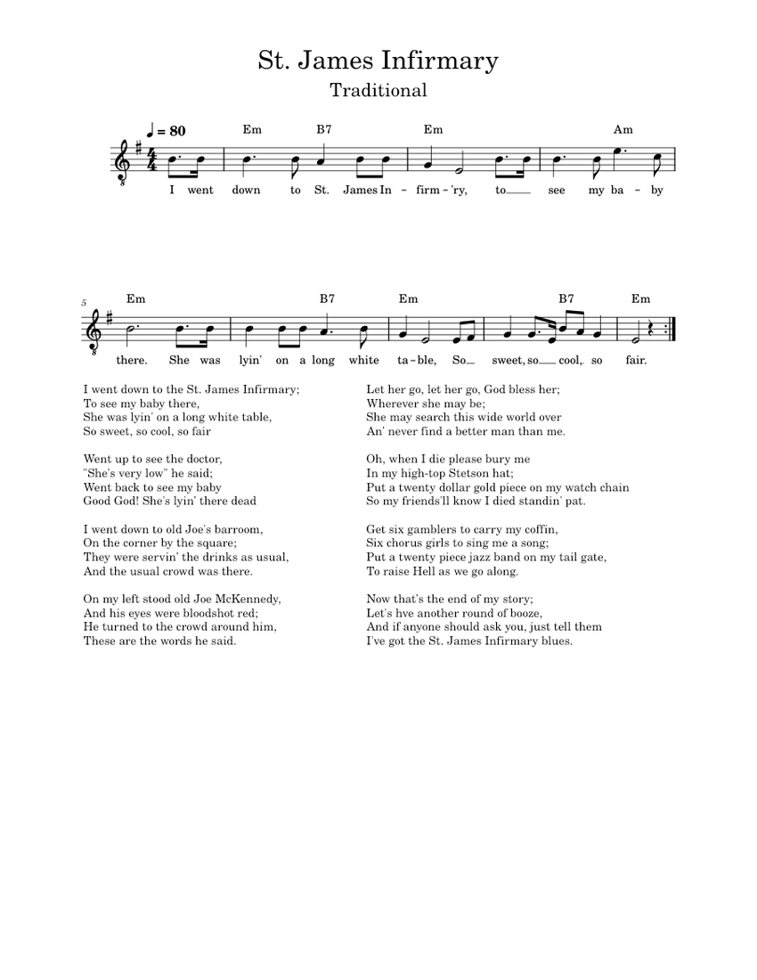 St james infirmary – Misc Traditional St james infirmary Sheet music for Guitar (Solo ...