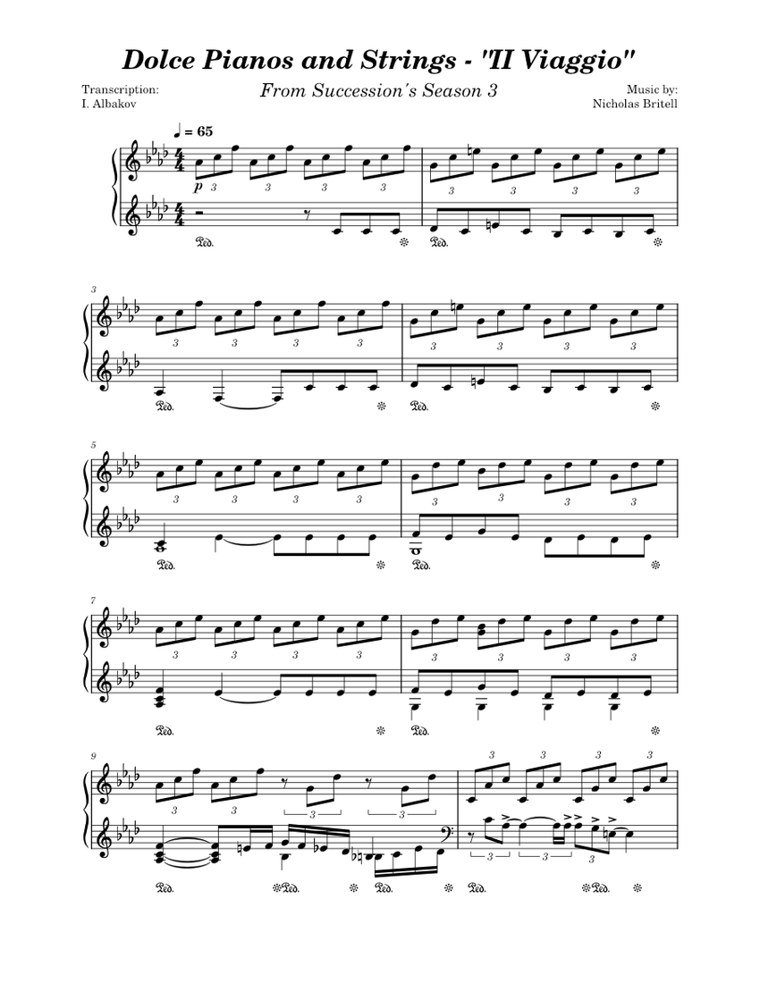 Succession - Dolce Pianos and Strings - "Il Viaggio” Sheet Music for ...