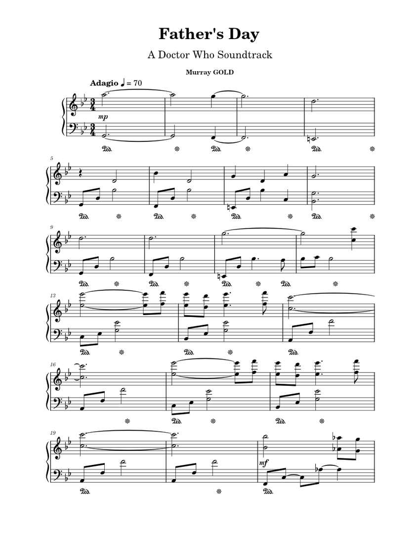 Father's Day – Murray Gold Sheet Music for Piano (Solo) | MuseScore.com