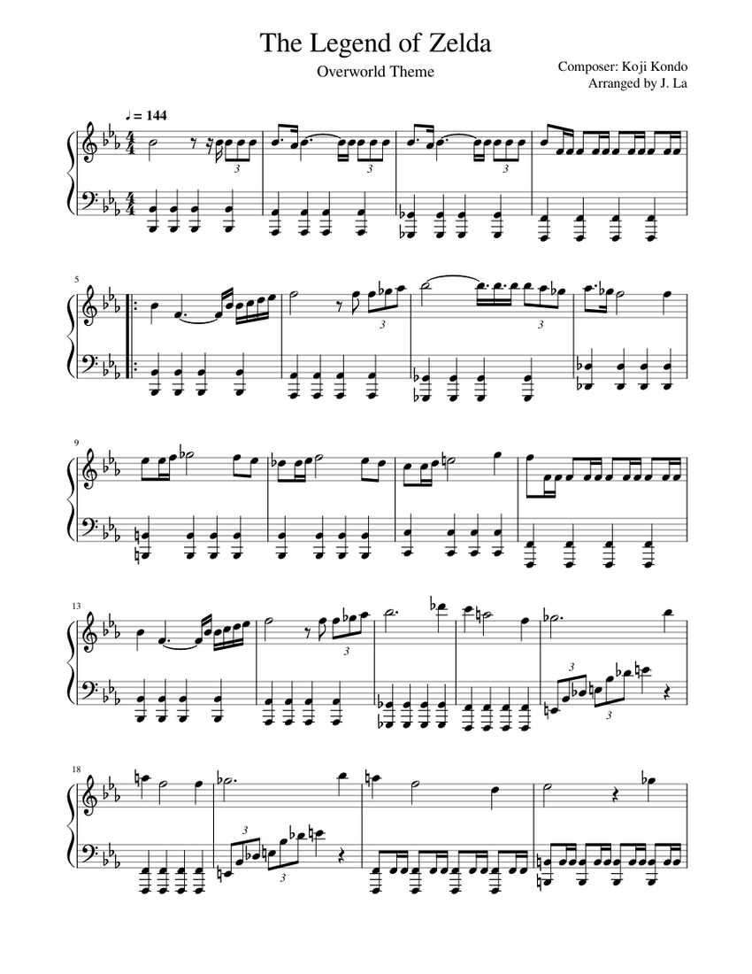 The Legend of Zelda - Overworld Theme Sheet music for Piano (Solo ...