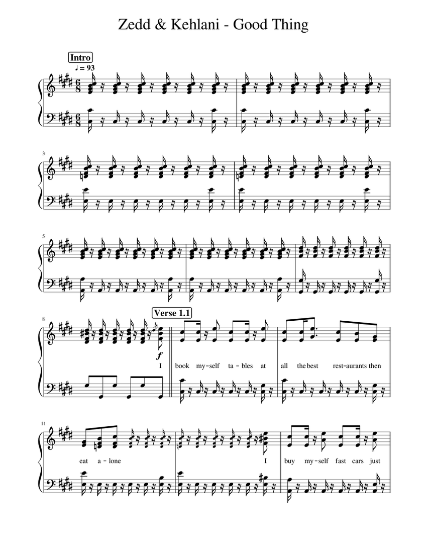Zedd & Kehlani - Good Thing Sheet Music for Piano (Solo) | MuseScore.com