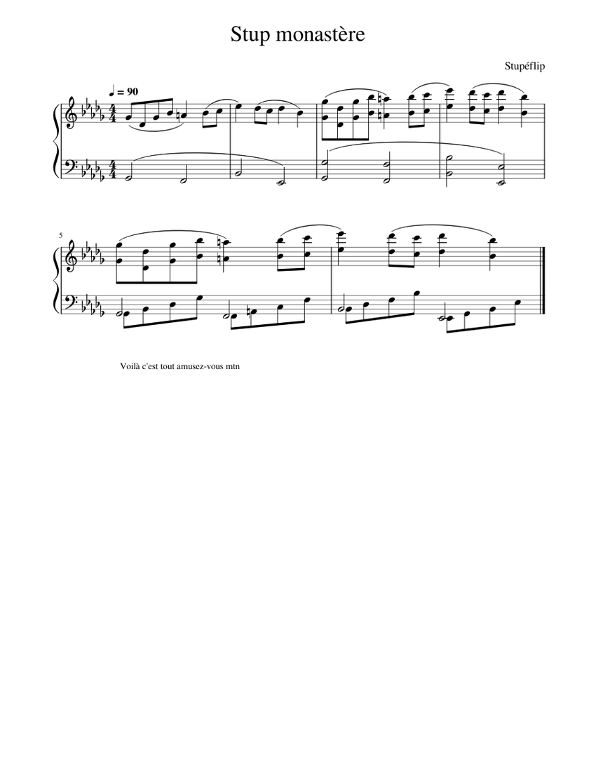 Stup Monastère – Stupeflip Sheet music for Piano (Solo) Easy ...