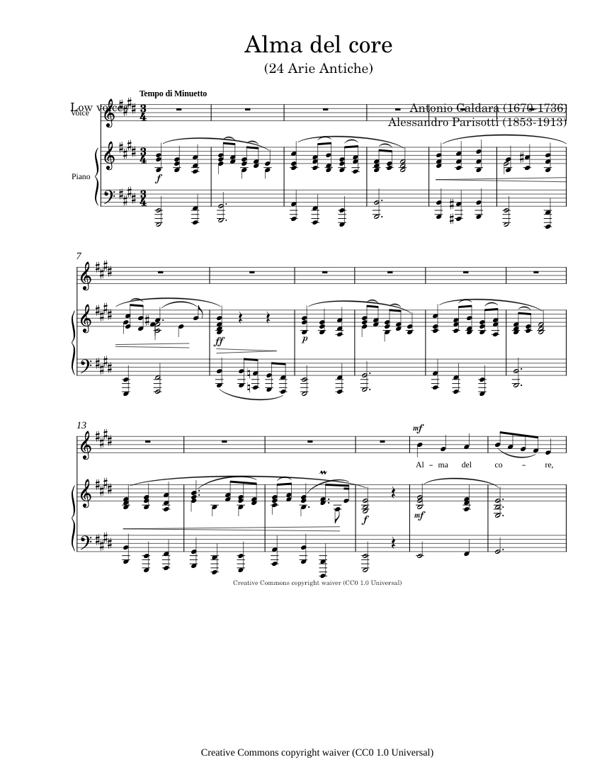 Alma del core – Antonio Caldara Caldara Antonio - Alma del core Low - piano tutorial