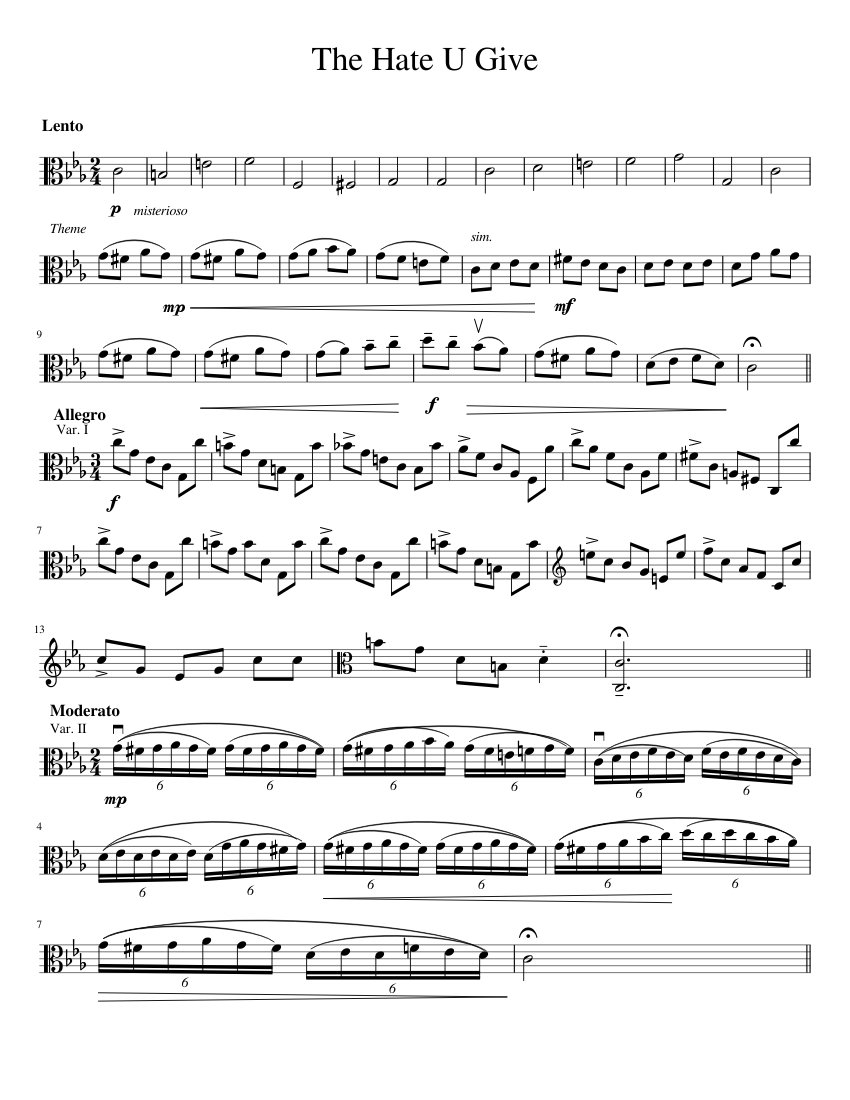 The Hate U Give Sheet music for Viola (Solo) | Musescore.com
