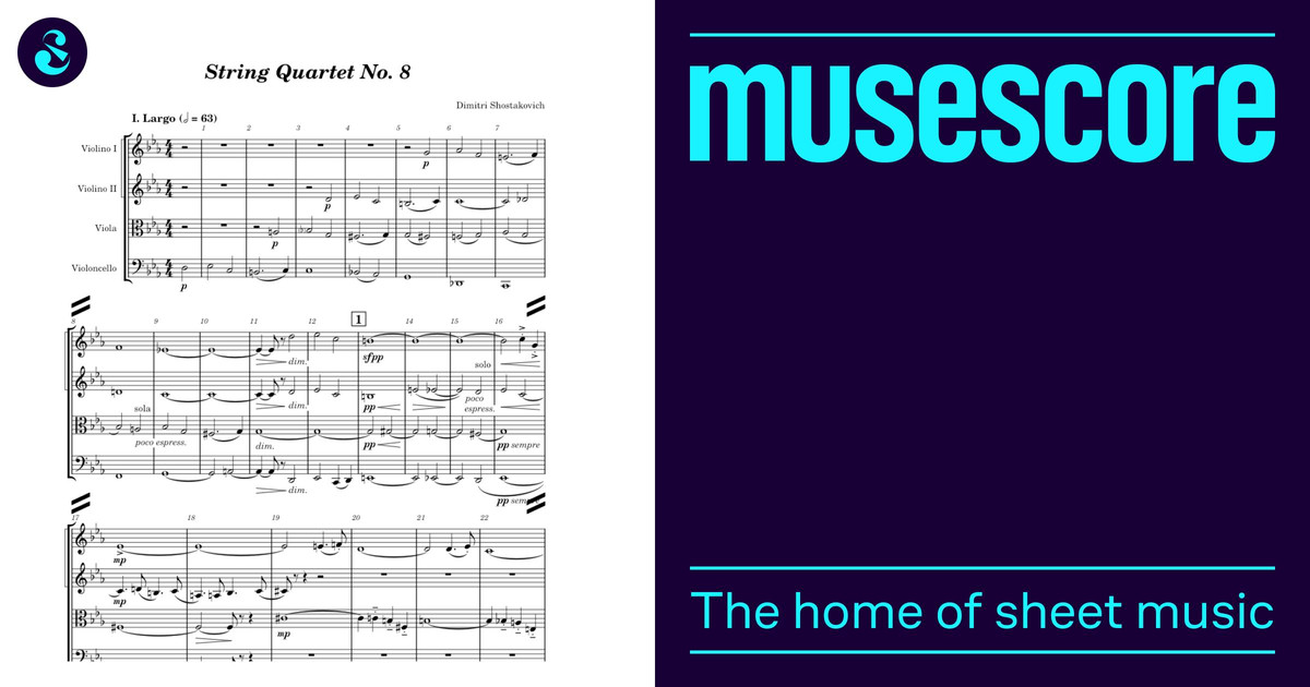 String Quartet No. 8 - Dmitri Shostakovich - WORK IN PROGRESS Sheet Music for Violin, Viola ...