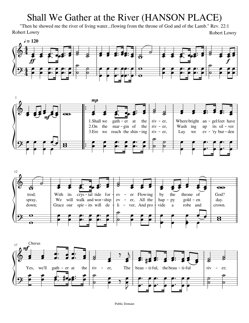 Shall We Gather at the River (HANSON PLACE) Sheet music for Piano (Solo ...
