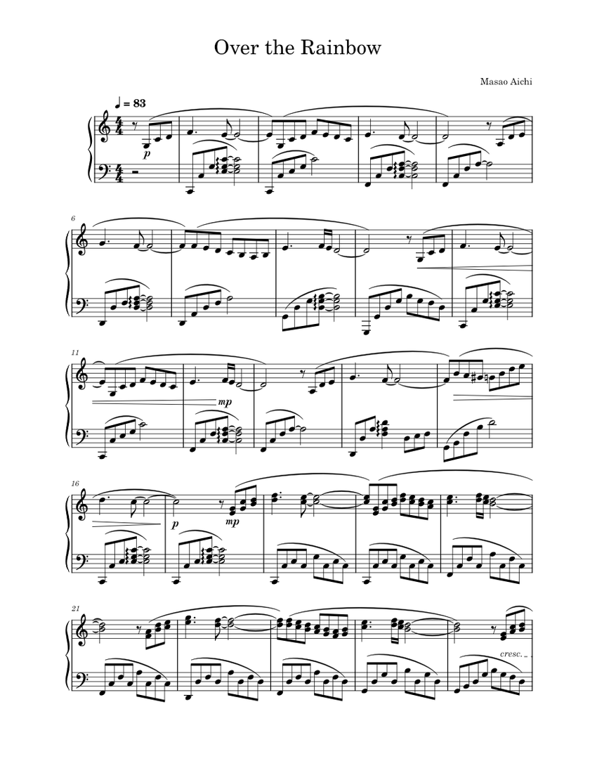 Over the Rainbow Sheet music for Piano (Solo) | Musescore.com