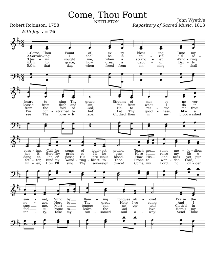 Come Thou Fount Sheet music for Piano (Solo) | Musescore.com