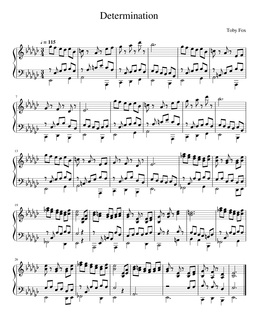 Determination - Undertale Sheet music for Piano (Solo) | Musescore.com