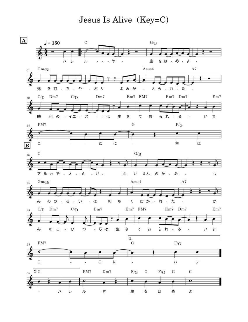 Jesus_Is_Alive_(Key=C) Sheet Music with Chords for Piano (Solo) easy ...