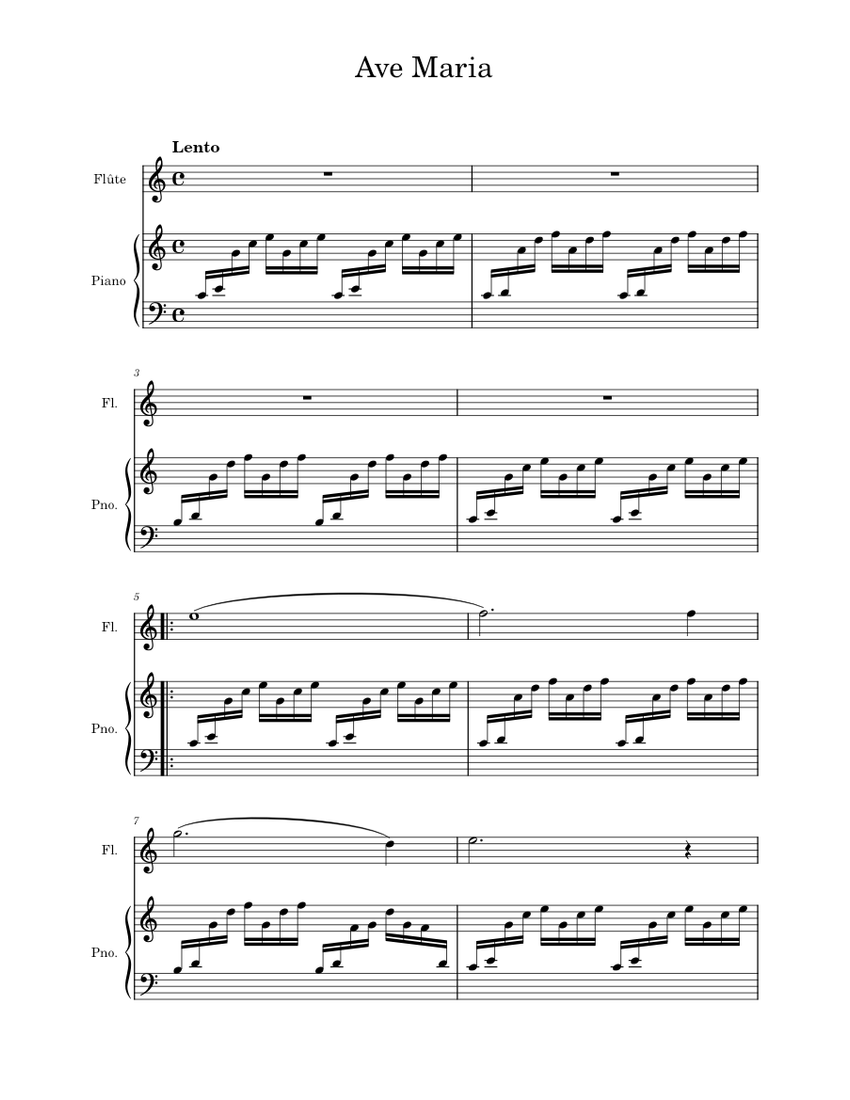 Ave Maria – Charles Gounod Sheet music for Piano, Flute (Mixed Duet ...