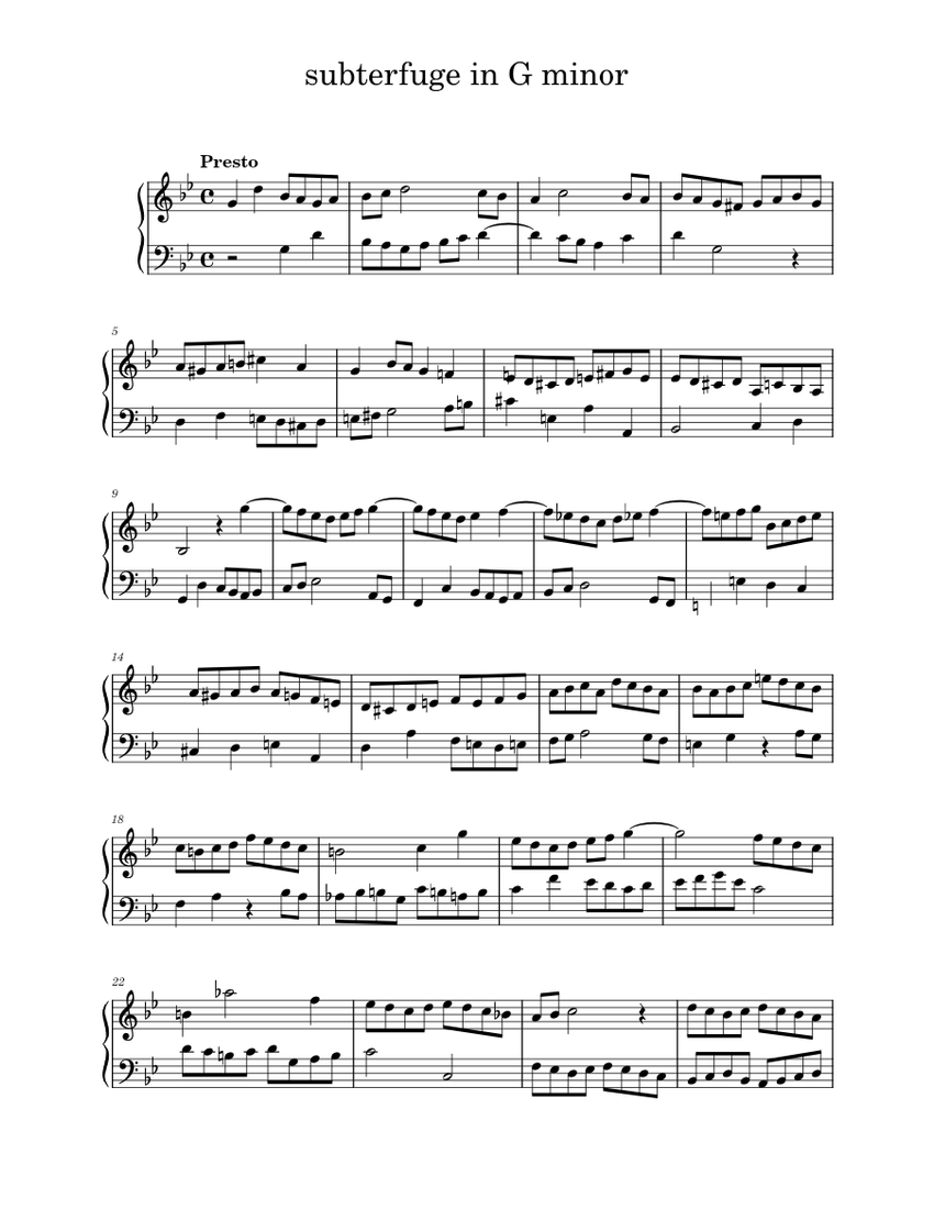 Subterfuge in G minor Sheet music for Piano (Solo) | Musescore.com