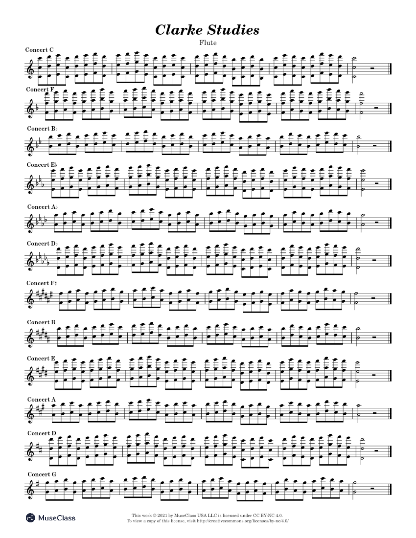 Clarke Studies for Flute Sheet Music for Flute (Solo) | MuseScore.com
