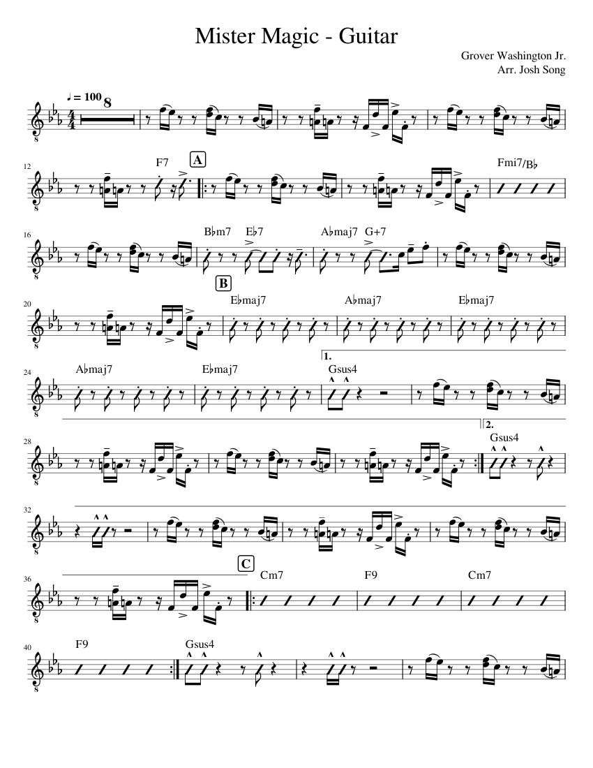 Mister Magic - Guitar Sheet Music with Chords for Guitar (Solo ...