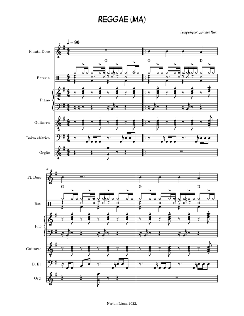 Reggae Sheet music for Piano, Organ, Guitar, Bass guitar & more ...