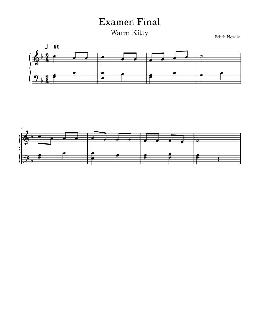 WARM KITTY – Misc Traditional Warm Kitty Sheet music for Piano (Piano ...