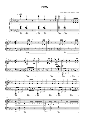 Play Official version of FE!N Sheet Music by Travis Scott for Piano ...