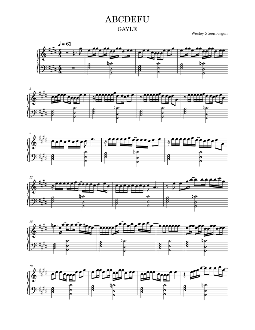 ABCDEFU - GAYLE Sheet music for Piano (Solo) | Musescore.com