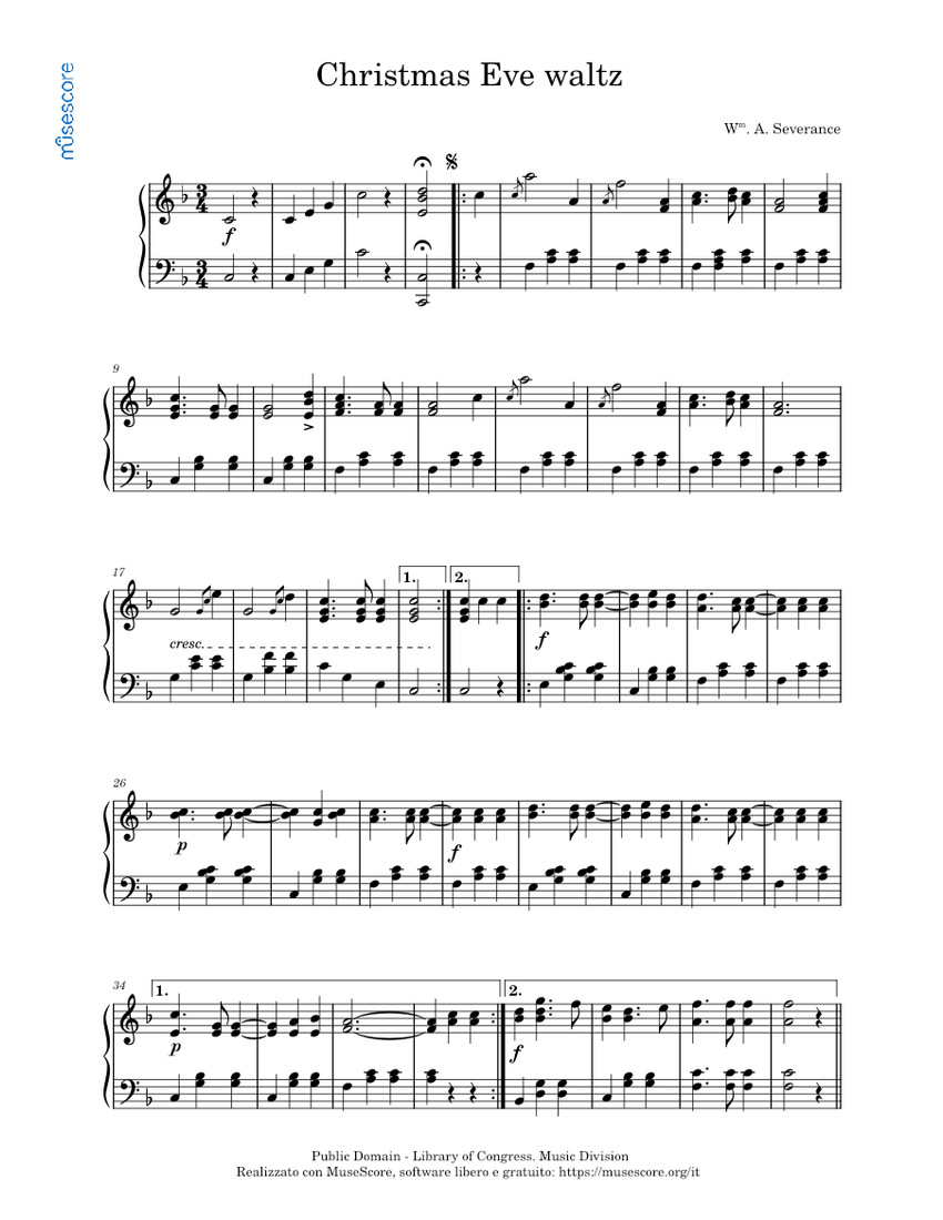 Christmas Eve waltz Sheet Music for Piano (Solo) | MuseScore.com