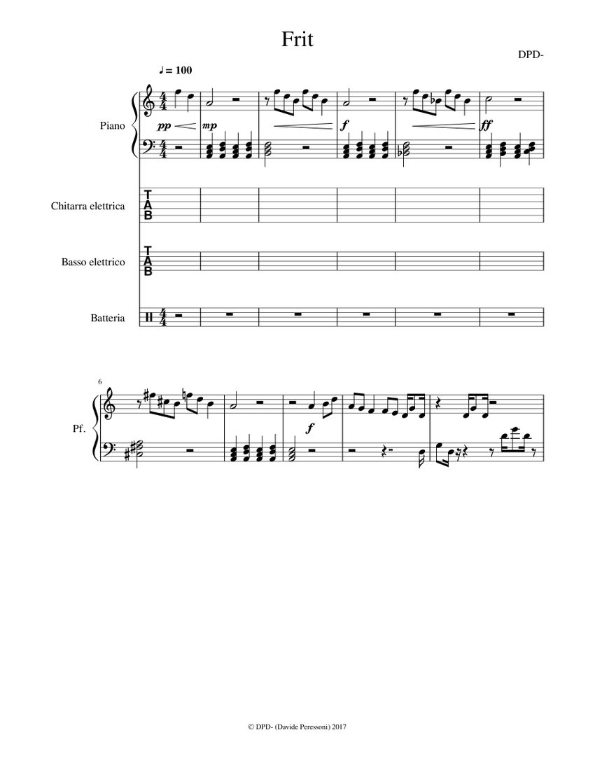 Frit Sheet music for Piano, Guitar, Bass guitar, Drum group (Jazz Band ...