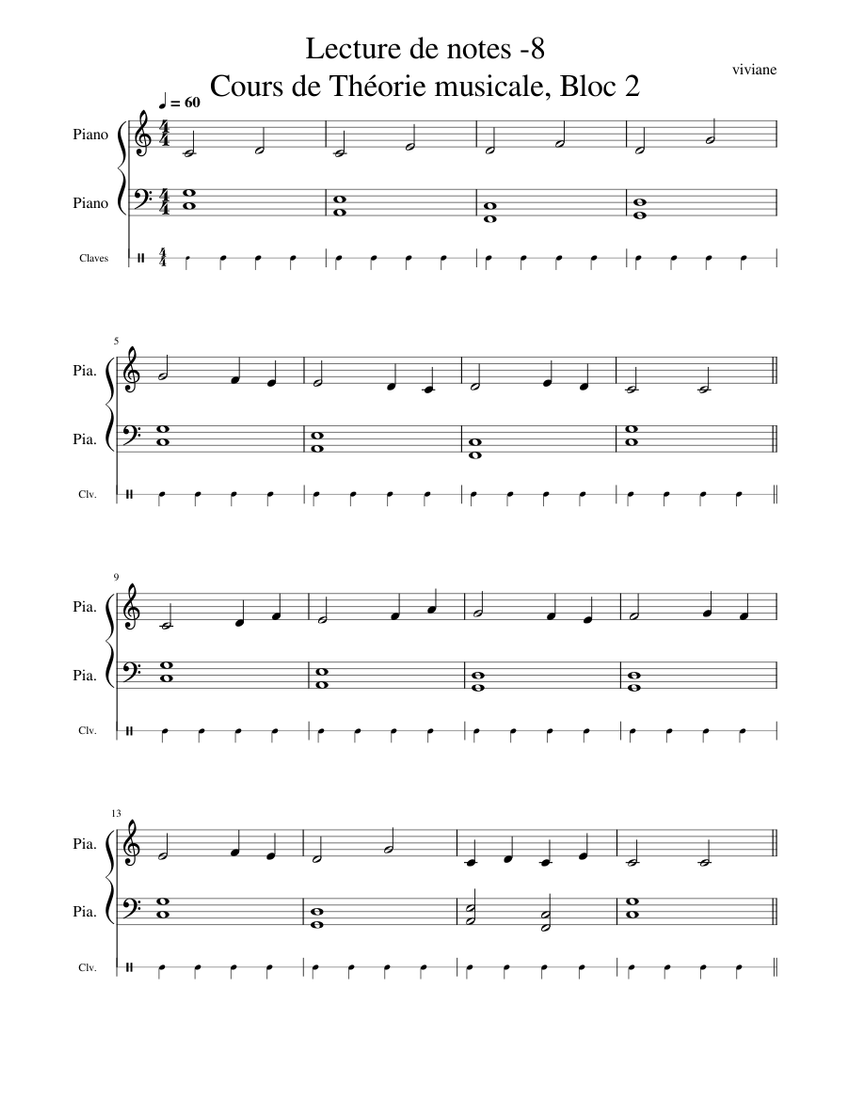 Lecture_des_notes_7 Sheet music for Piano, Claves (A Capella ...