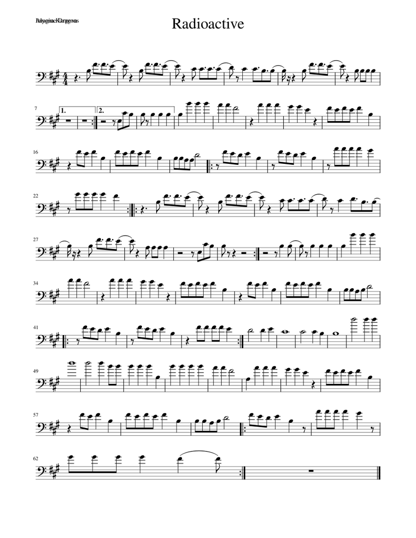 Radioactive Sheet music for Cello (Solo) | Musescore.com