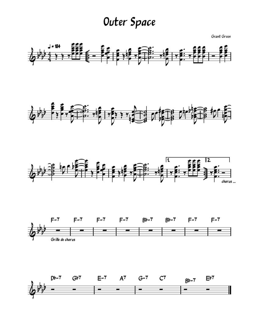Outer Space – Grant Green Outer Space Sheet music for Piano (Jazz Band ...
