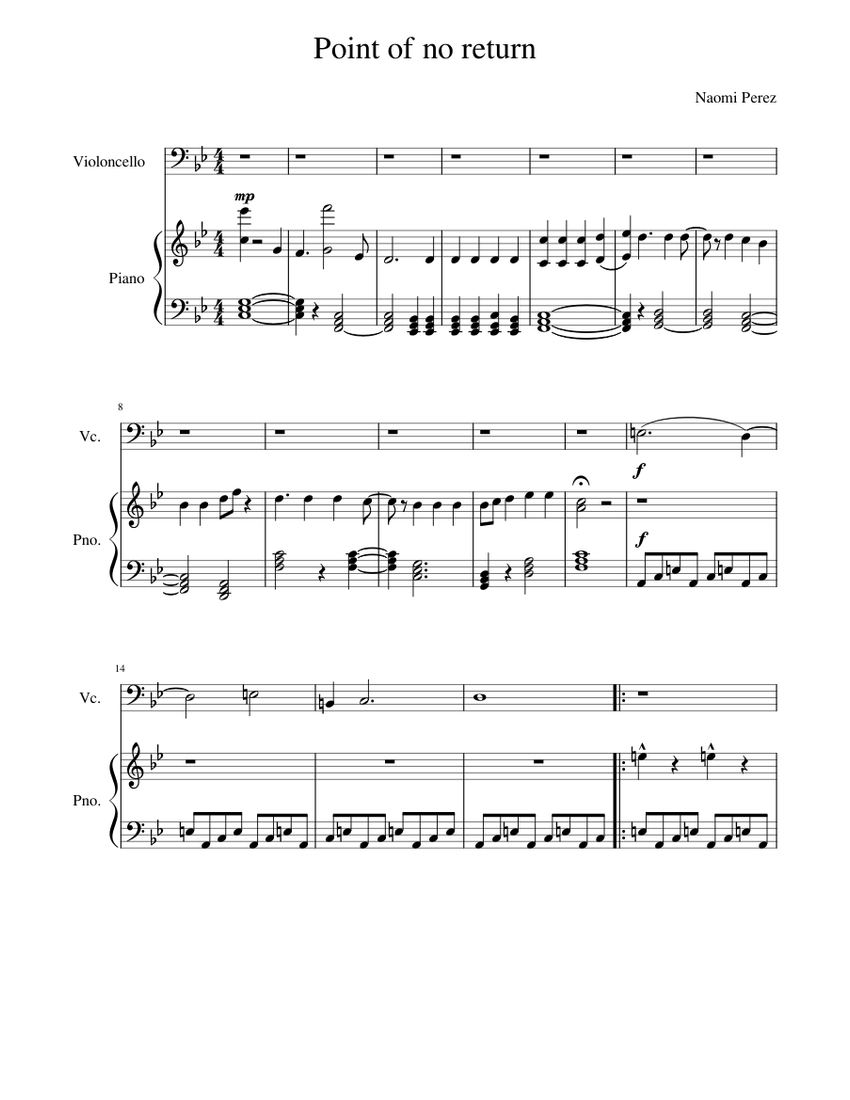 Point of no return Sheet music for Piano, Cello (Solo) | Musescore.com