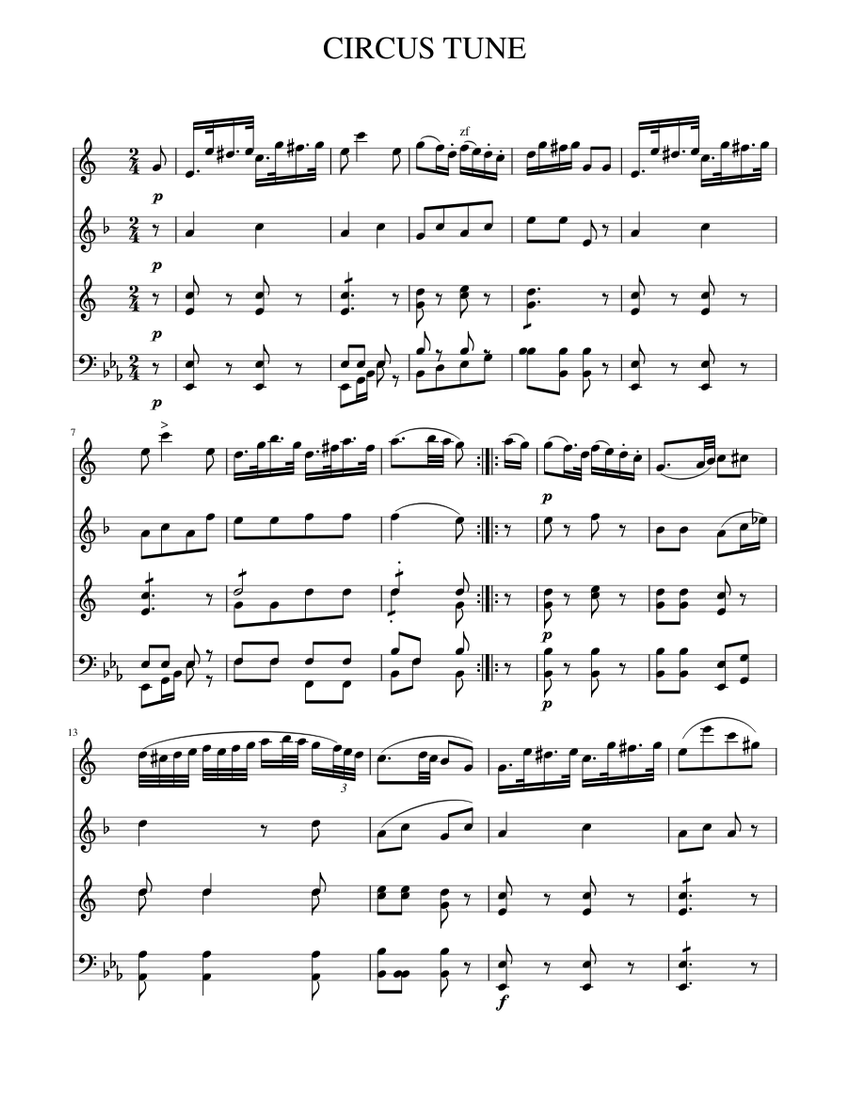 CIRCUS TUNE Sheet music for Piano (Mixed Quartet) | Musescore.com