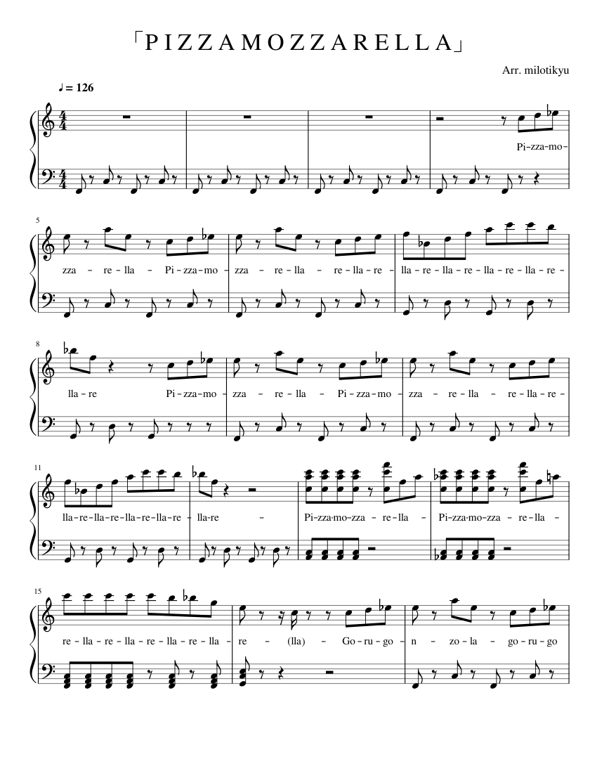 Pizza Mozzarella Sheet Music for Piano (Solo) | MuseScore.com
