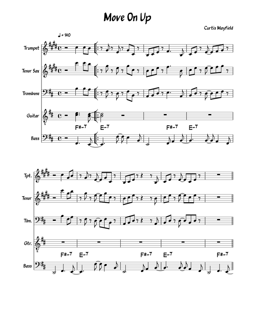 Move On Up Sheet Music with Chords for Trombone, Saxophone tenor ...