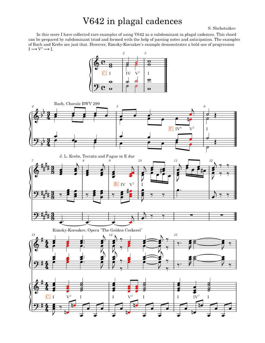V642 in plagal cadences Sheet music for Piano, Organ (Mixed Trio ...