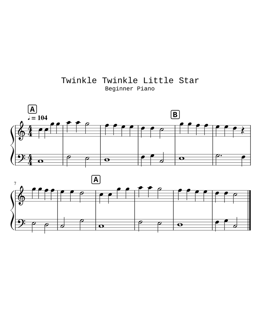 Twinkle Twinkle Little Star Sheet music for Piano (Solo) | Musescore.com