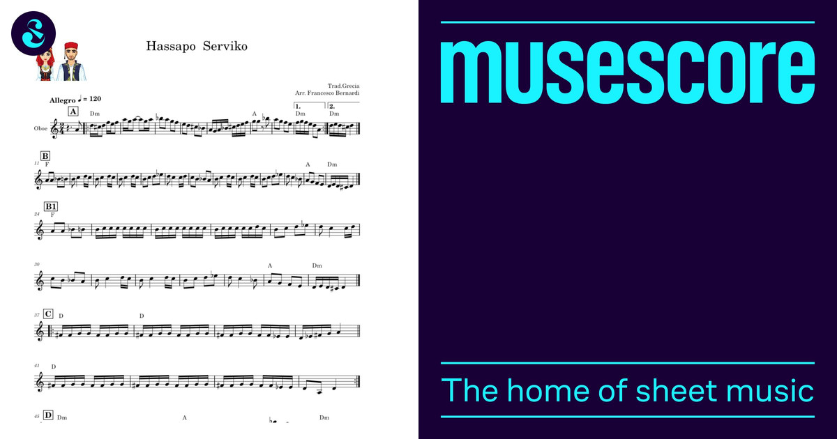 Hasaposerviko - Principale.enc Sheet Music with Chords for Oboe, Violin ...