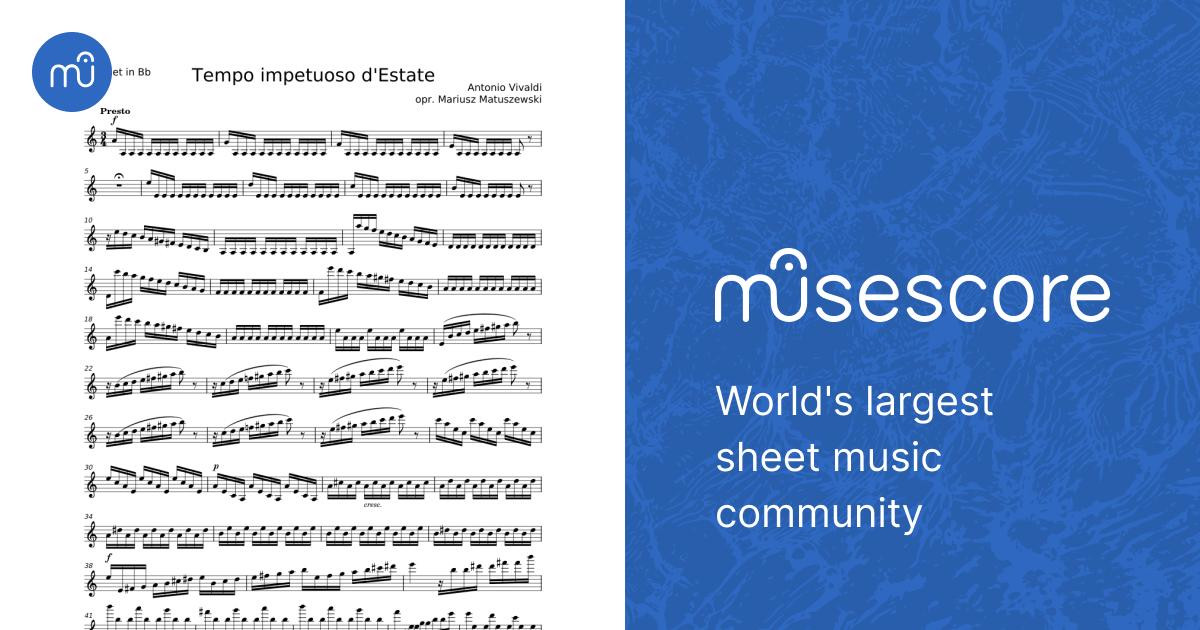 Tempo impetuoso d'Estate - Antonio Vivaldi Sheet music for Clarinet in ...