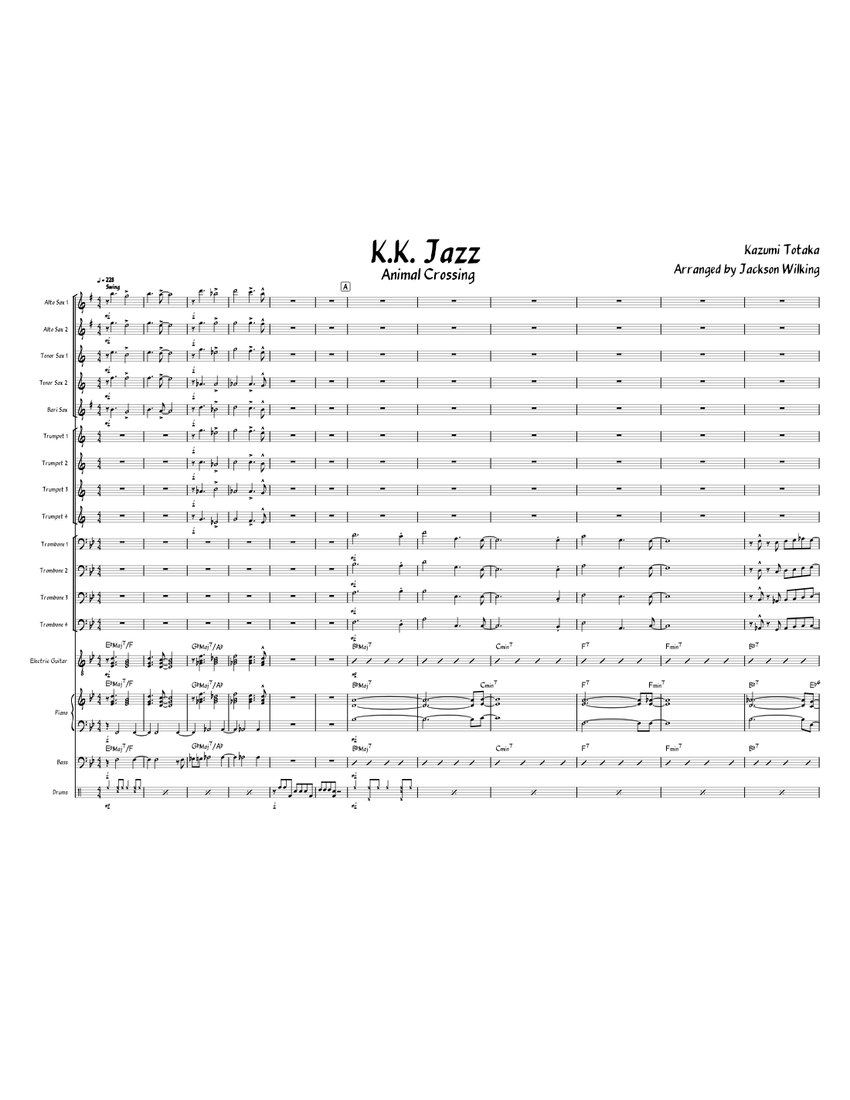 KK Jazz Big Band Arrangement Sheet Music with Chords for Piano ...