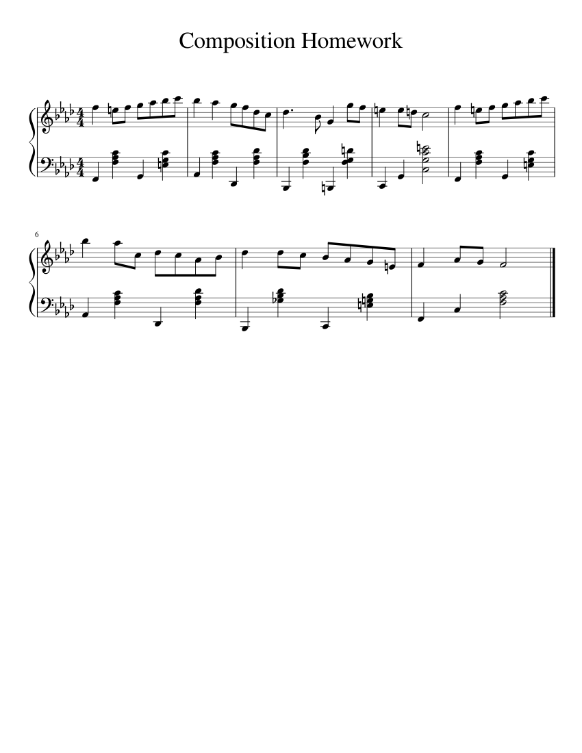 Composition Homework Sheet music for Piano (Solo) Easy | Musescore.com