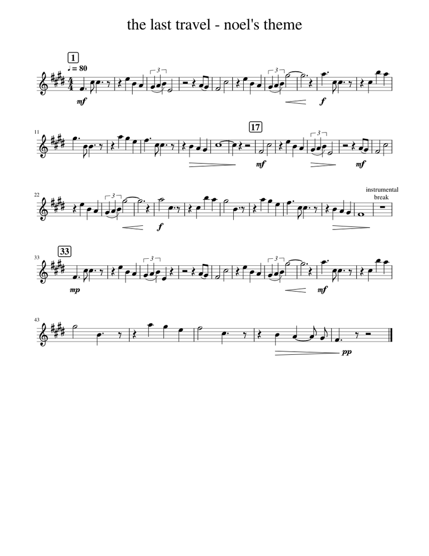 the last travel - noel's theme Sheet music for Saxophone alto (Solo ...