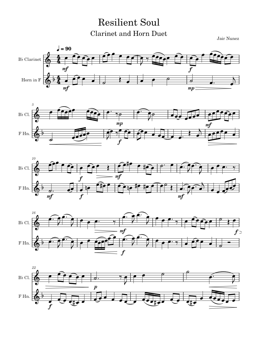 Resilience- Horn and Clarinet Duet Composition by Jair Nunez Sheet ...
