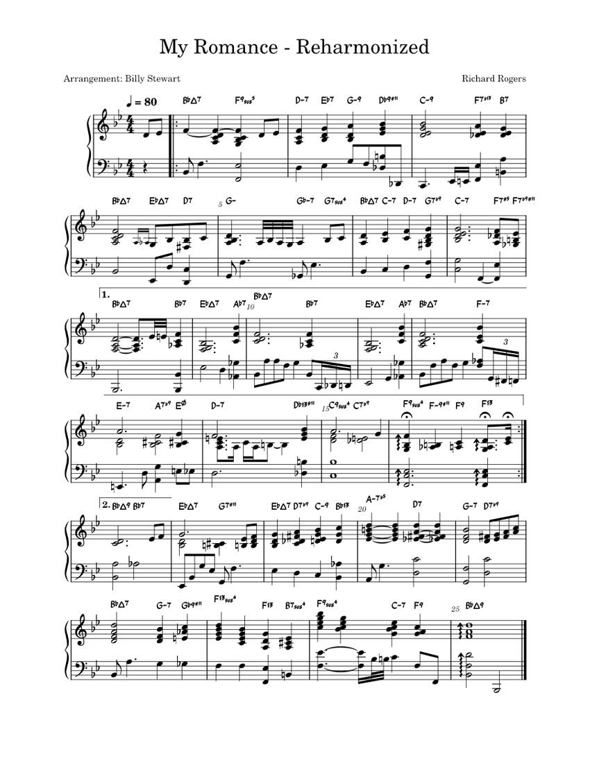 My Romance – Reharmonized - Richard Rodgers Sheet Music for Piano (Solo ...