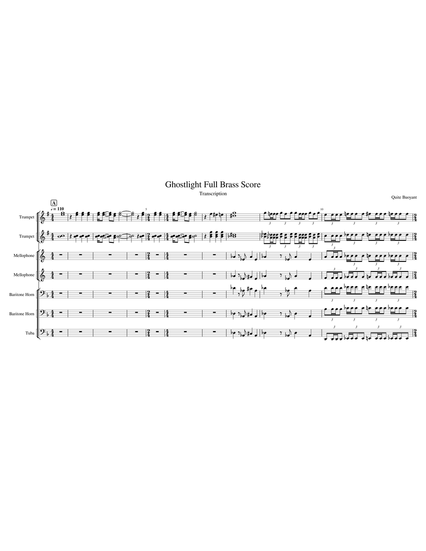 Ghostlight (BD19) Transcription Sheet music for Tuba, Mellophone ...