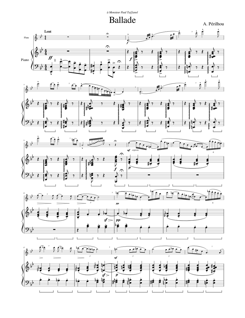 A. Périlhou - Ballade Sheet music for Piano, Flute (Solo) | Musescore.com