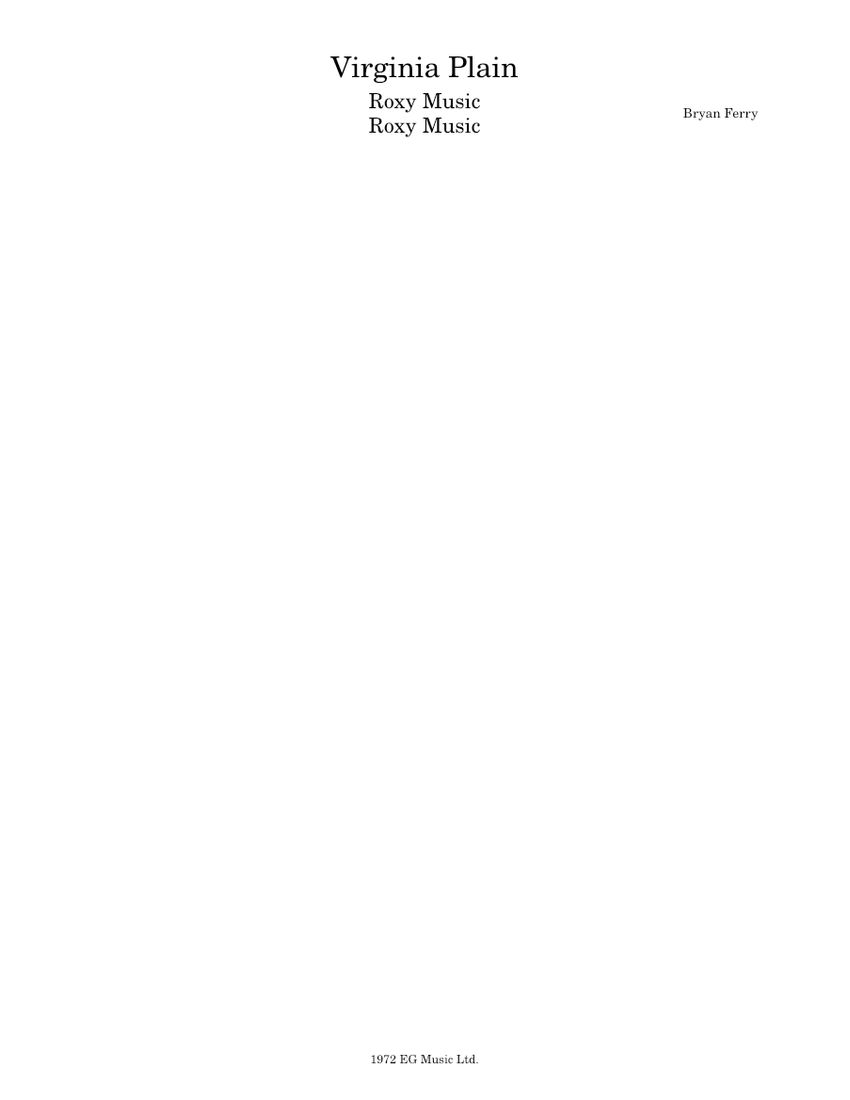 Virginia Plain – Roxy Music Sheet music for Piano, Kazoo, Oboe ...