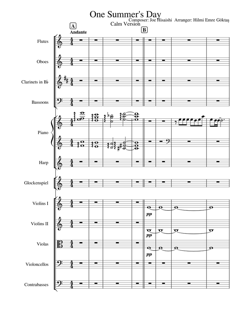 One Summer's Day – Joe Hisaishi (Spirited Away) Sheet Music for Piano ...