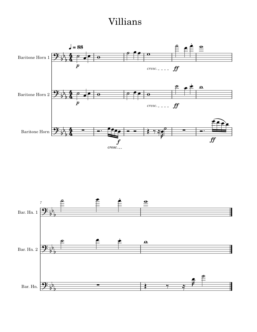Villians Sheet music for Baritone horn (Marching Band) | Musescore.com