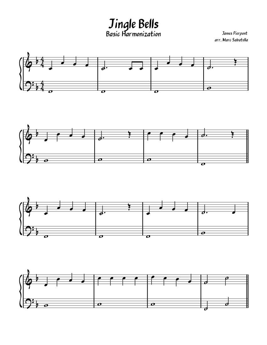 Jingle Bells – Basic Harmonization Sheet Music for Piano (Solo) easy ...