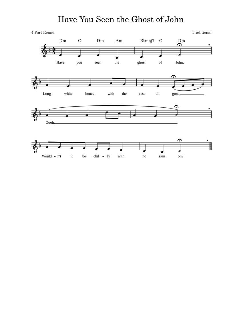 Have You Seen the Ghost of John Sheet Music with Chords for Piano ...