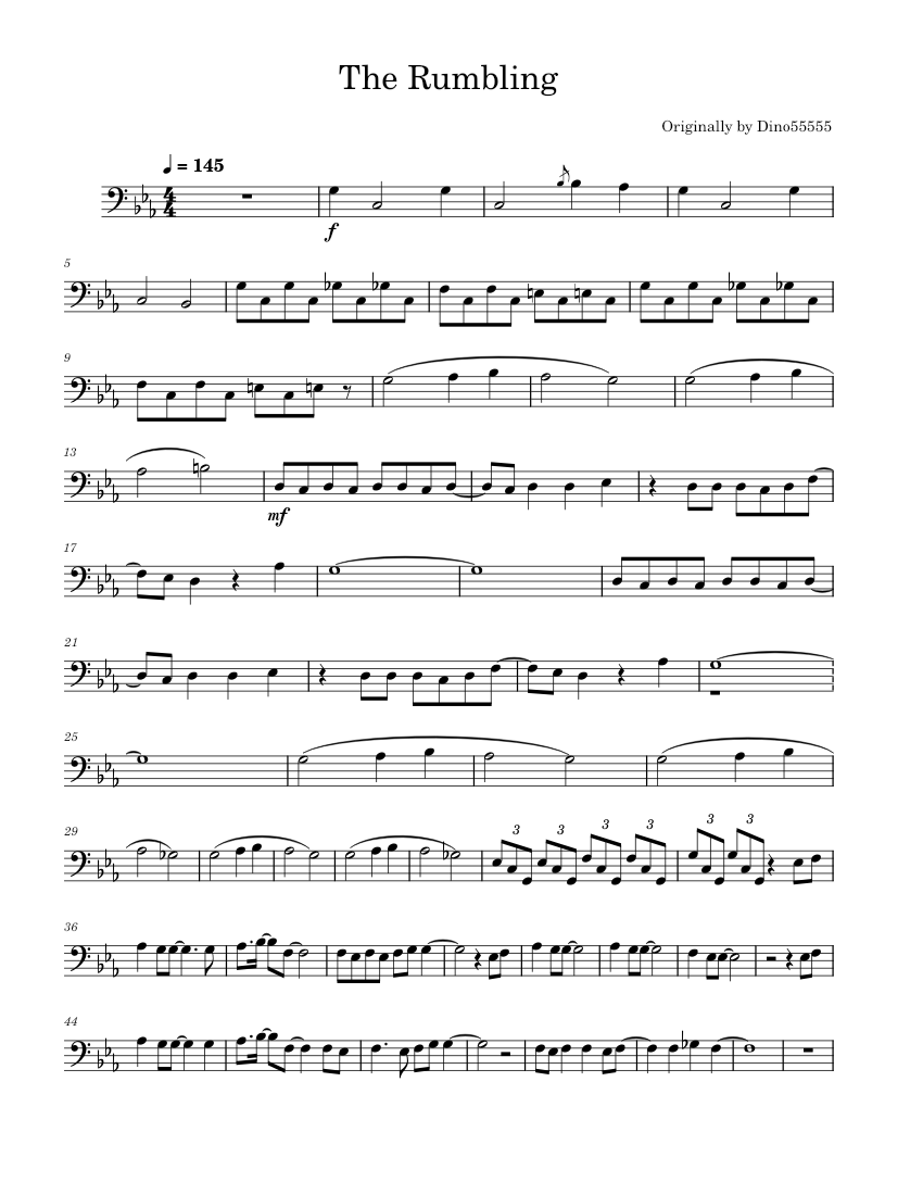 The Rumbling – Sim The Rumbling Sheet Music for Trombone (Solo ...