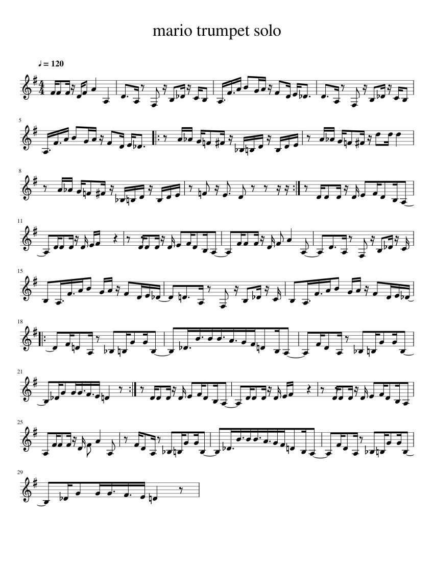 Mario trumpet solo Sheet music for Trumpet in b-flat (Solo) | Musescore.com