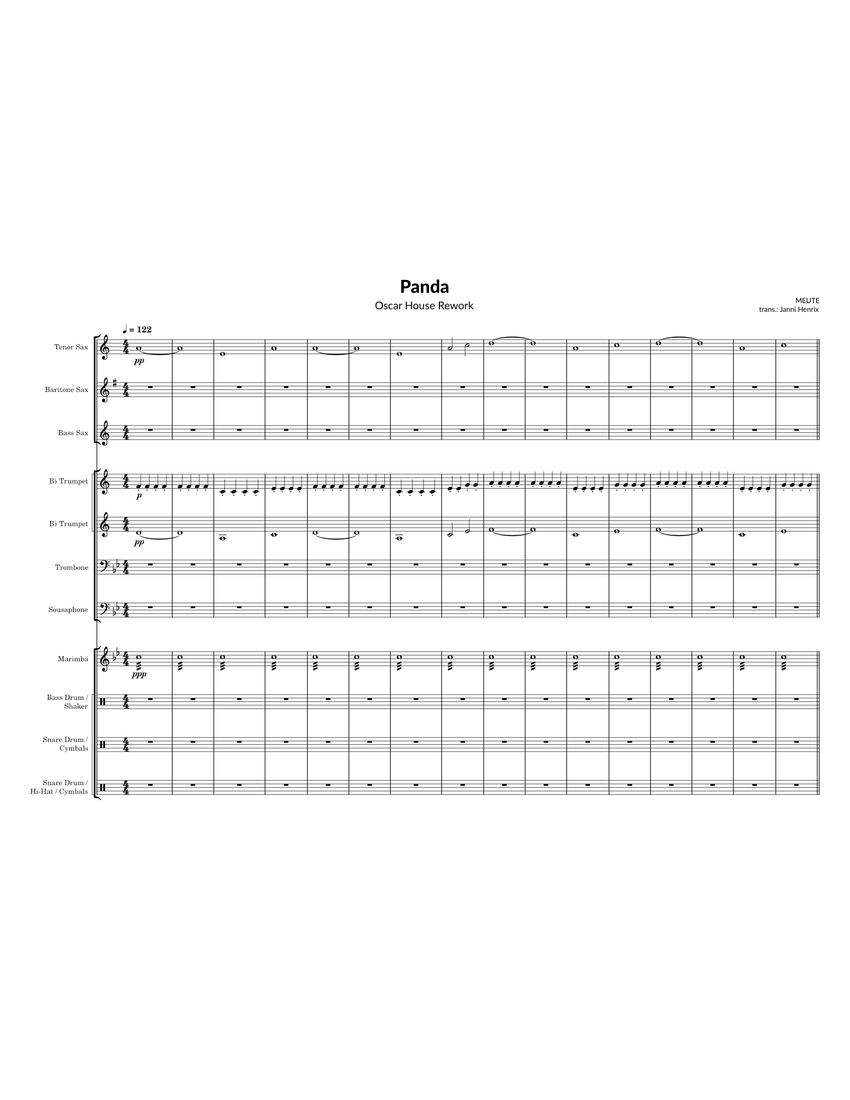 Panda - MEUTE Sheet Music for Trombone, Tuba, Saxophone tenor ...